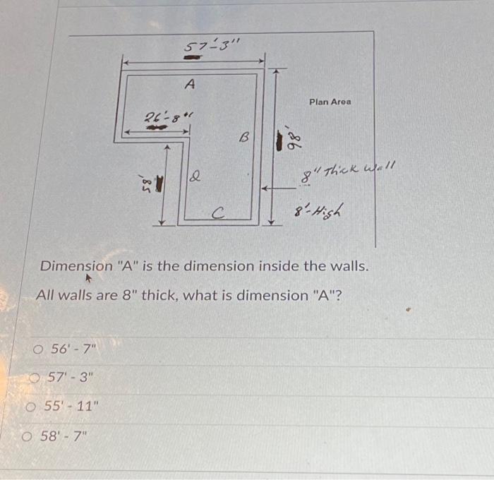 Solved CONSTRUCTION MANAGEMENT PLEASE HELPO 56' - 7" 57-3" O | Chegg.com