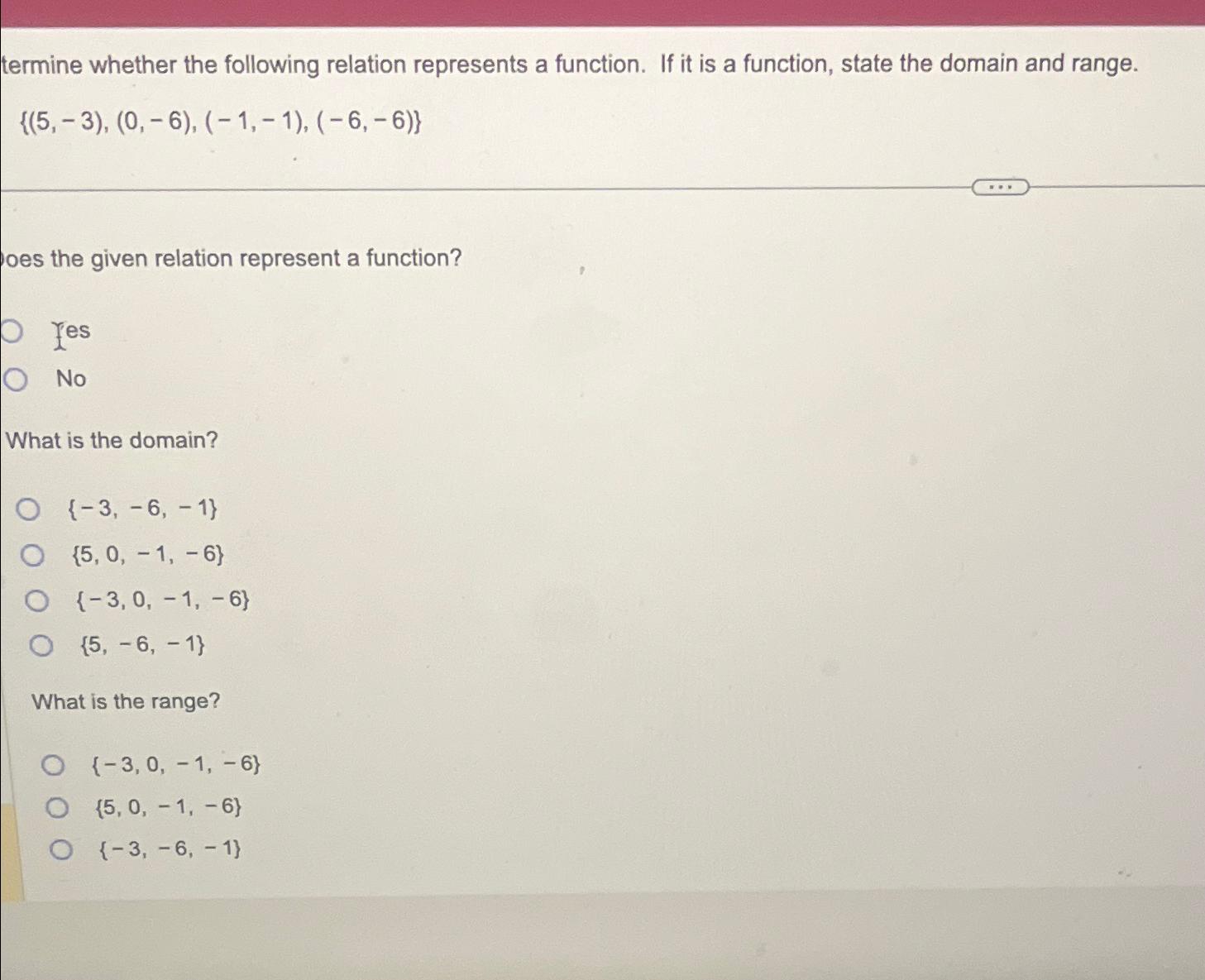 Solved termine whether the following relation represents a | Chegg.com