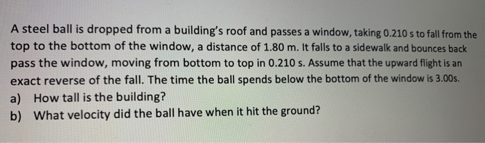 Solved A steel ball is dropped from a building's roof and | Chegg.com