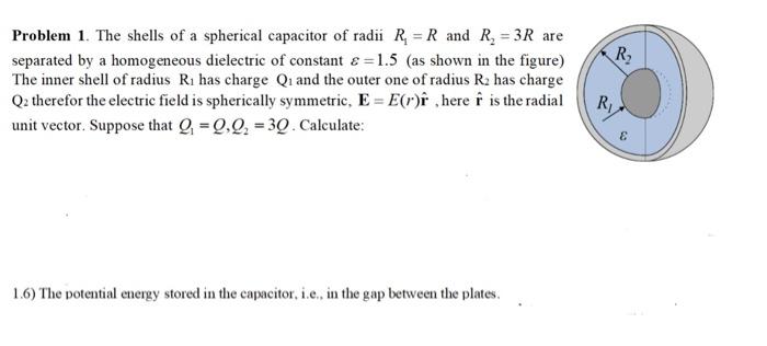 Solved Problem 1. The shells of a spherical capacitor of | Chegg.com