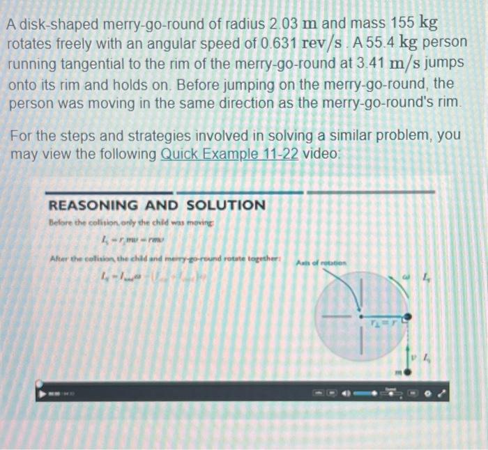 Solved A disk-shaped merry-go-round of radius 2.03 m and | Chegg.com
