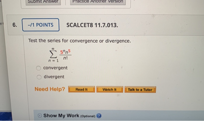 Solved Submit Answer Practice Another Version -/1 POINTS | Chegg.com