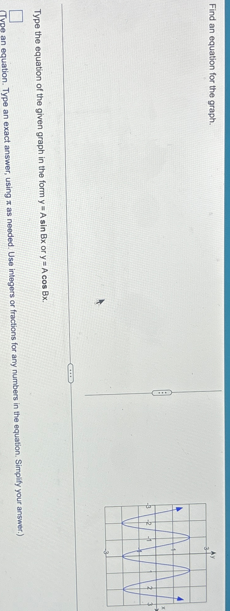 Solved Find an equation for the graph.Type the equation of | Chegg.com