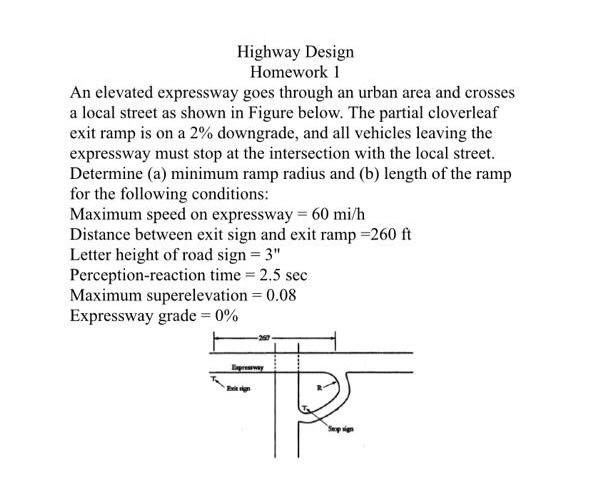 Solved Highway Design Homework 1 An elevated expressway goes | Chegg.com