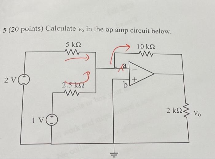 Solved 5 (20 points) Calculate vo in the op amp circuit | Chegg.com