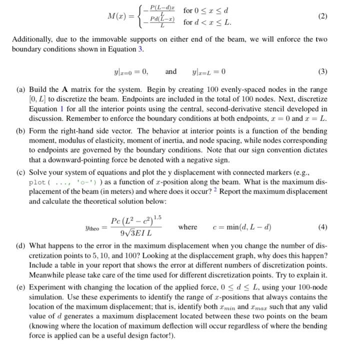 Solved 1. Euler-Bernoulli Beam Bending In this problem, we | Chegg.com