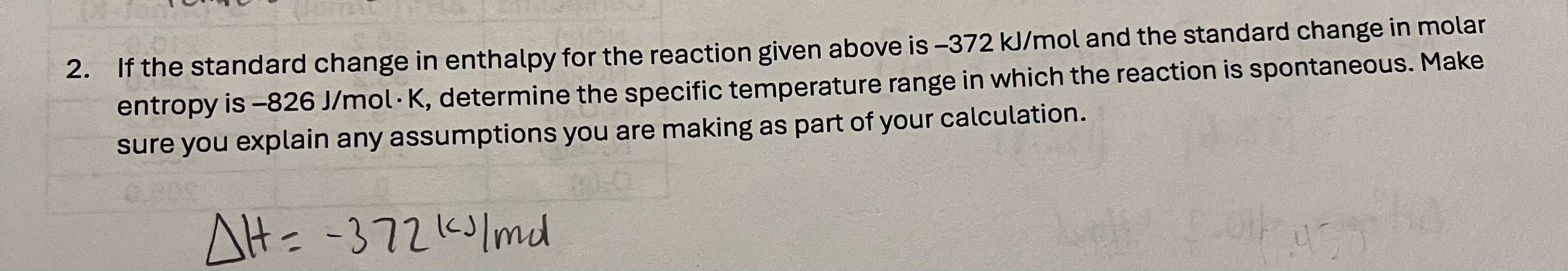 Solved If the standard change in enthalpy for the reaction | Chegg.com