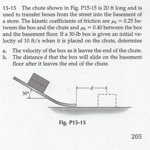 Solved 15-15 ﻿The chute shown in Fig. P15-15 ﻿is 20ft ﻿long | Chegg.com