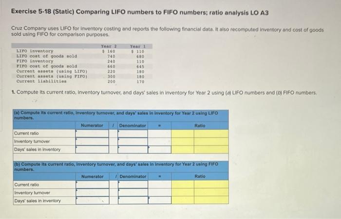 Solved Exercise 5-18 (Static) Comparing LIFO numbers to FIFO | Chegg.com