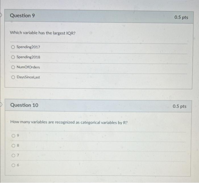 Solved Question 8 0.5 pts (Questions 8-10) When I run | Chegg.com