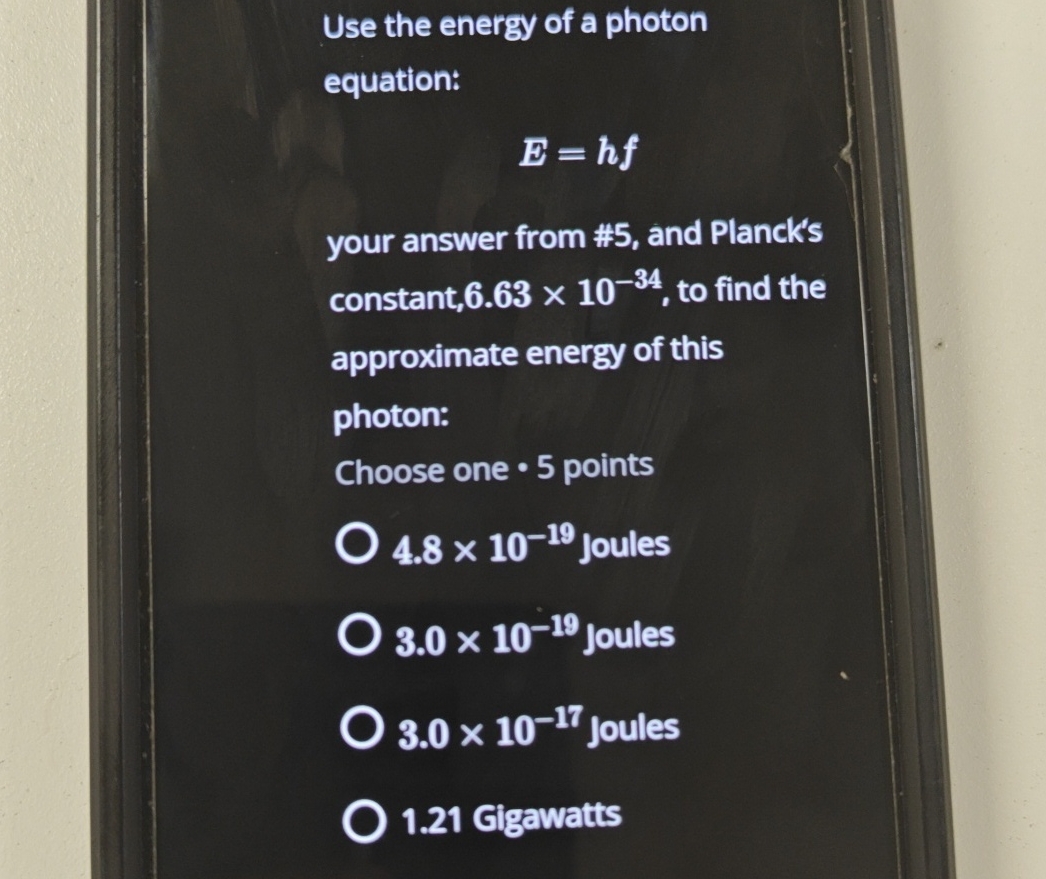Solved Use the energy of a photon equation: E=hf ﻿your | Chegg.com