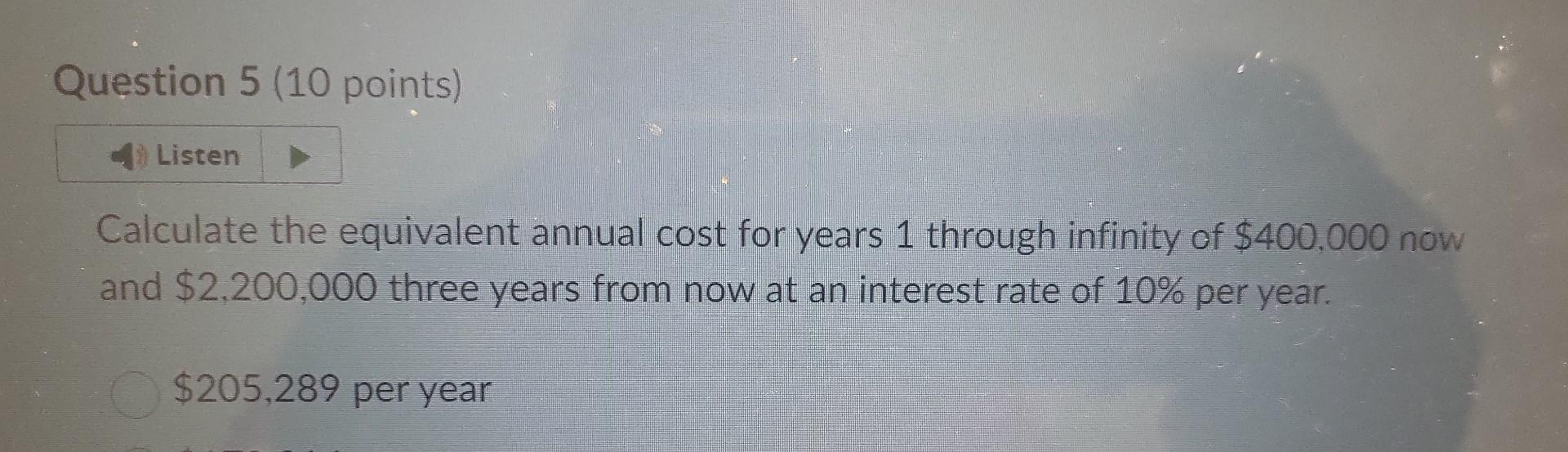 Solved Calculate the equivalent annual cost for years 1 | Chegg.com
