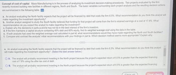 Solved Concept of cost of capital Mace Manufacturing is in | Chegg.com