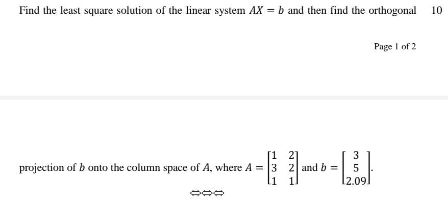 Solved Find the least square solution of the linear system | Chegg.com