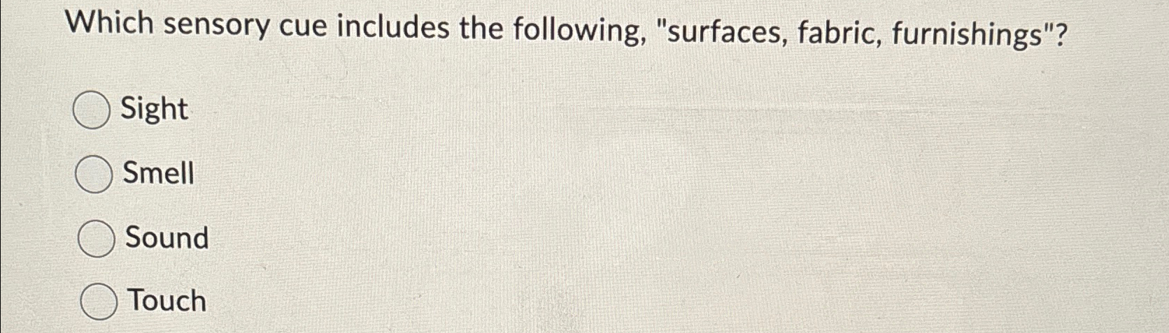 Solved Which sensory cue includes the following, "surfaces, | Chegg.com