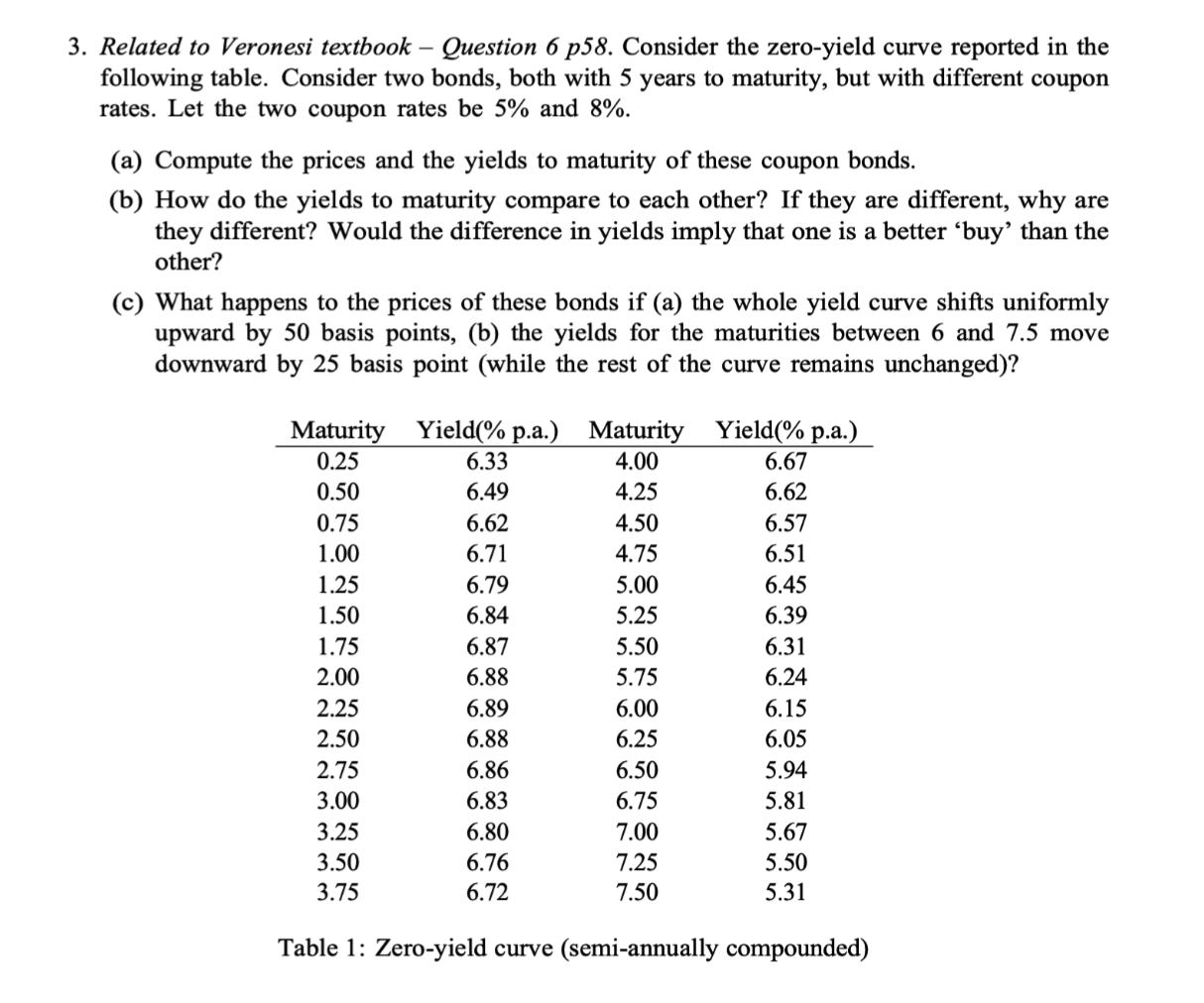 Solved 3. ﻿Related to Veronesi textbook - ﻿Question 6 ﻿p58. | Chegg.com