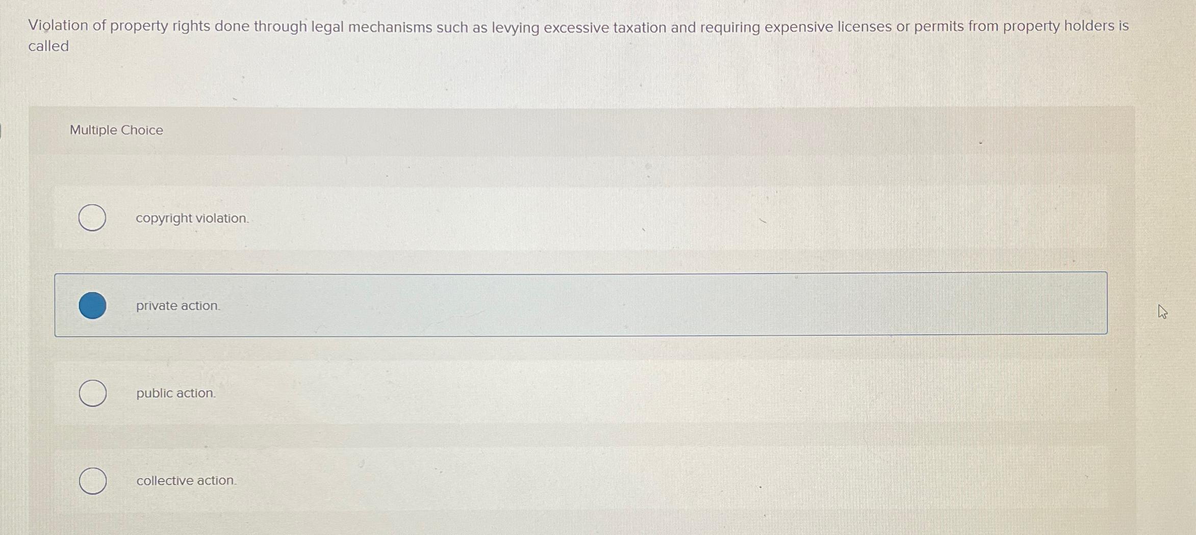 Solved Violation of property rights done through legal | Chegg.com