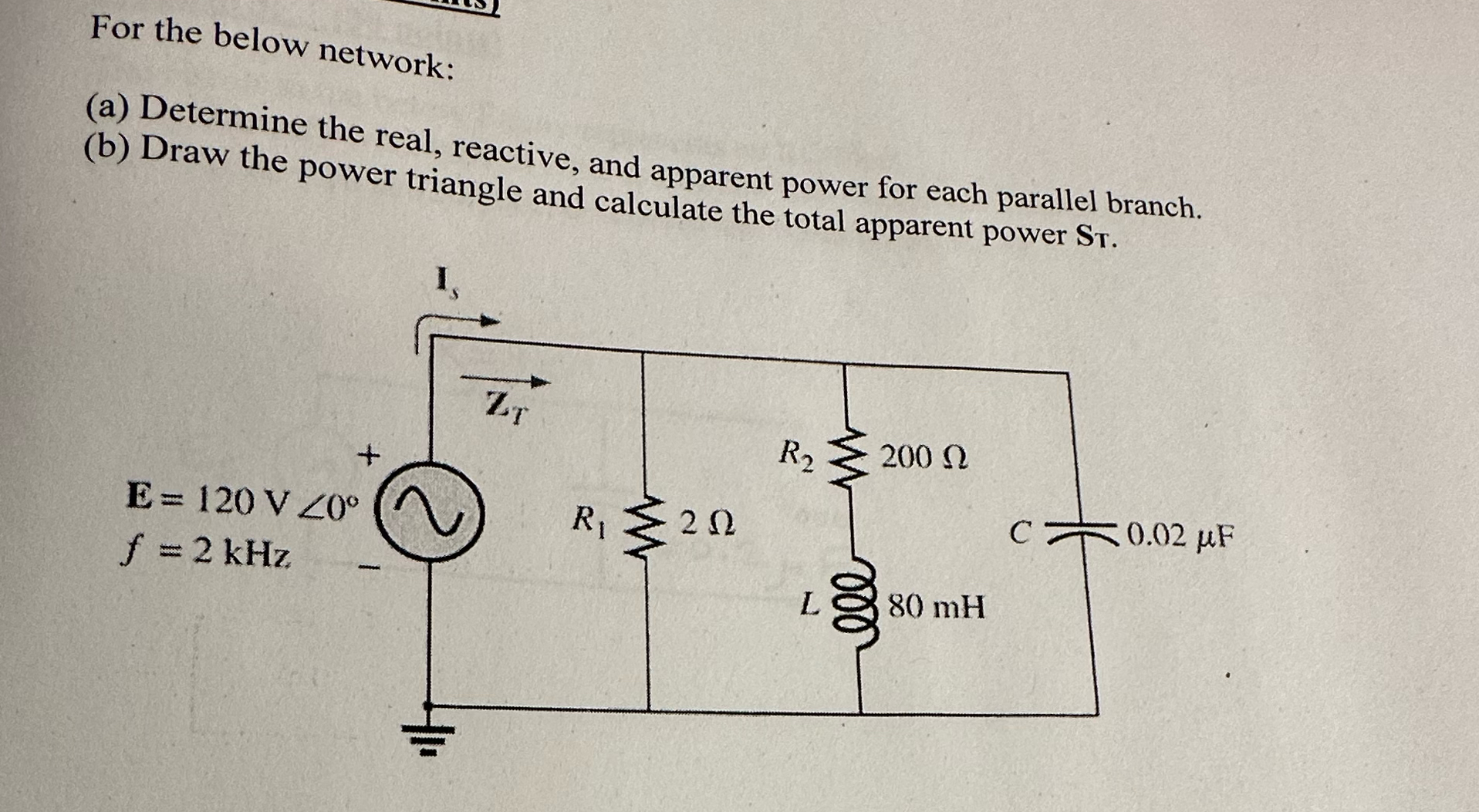Solved For the below network:(a) ﻿Determine the real, | Chegg.com