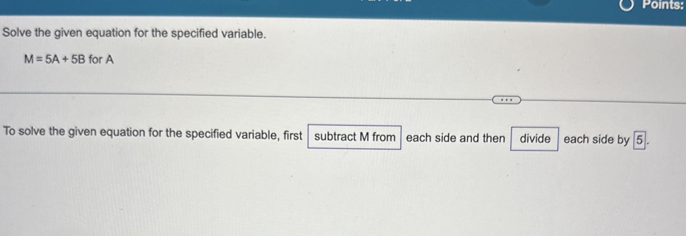 Solved Solve the given equation for the specified | Chegg.com