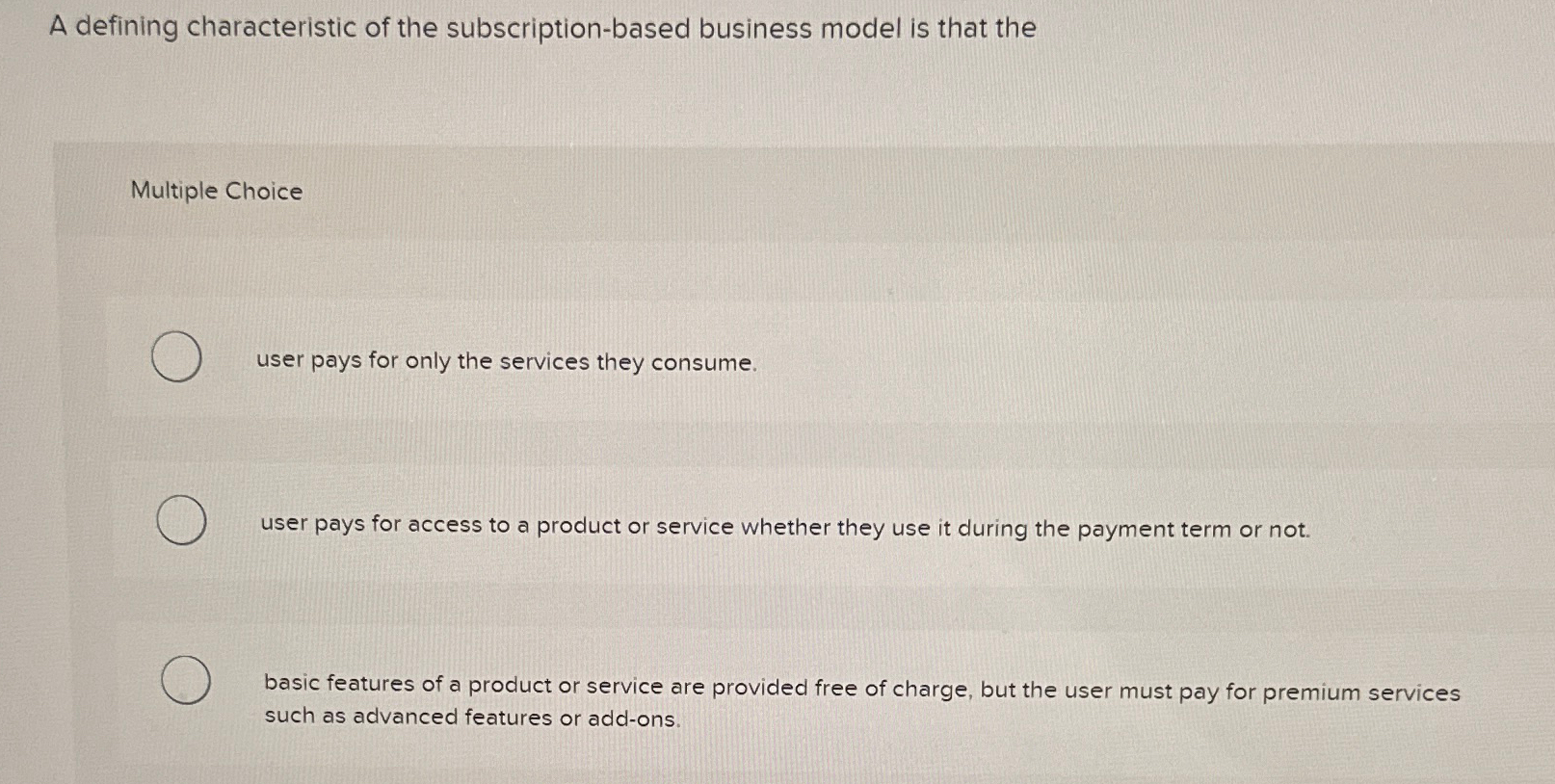 Solved A defining characteristic of the subscription-based | Chegg.com
