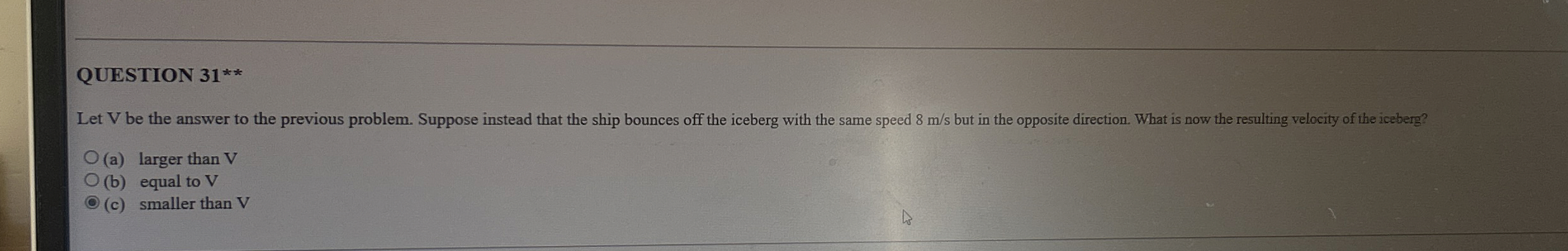 Solved QUESTION 31**Let V ﻿be the answer to the previous | Chegg.com