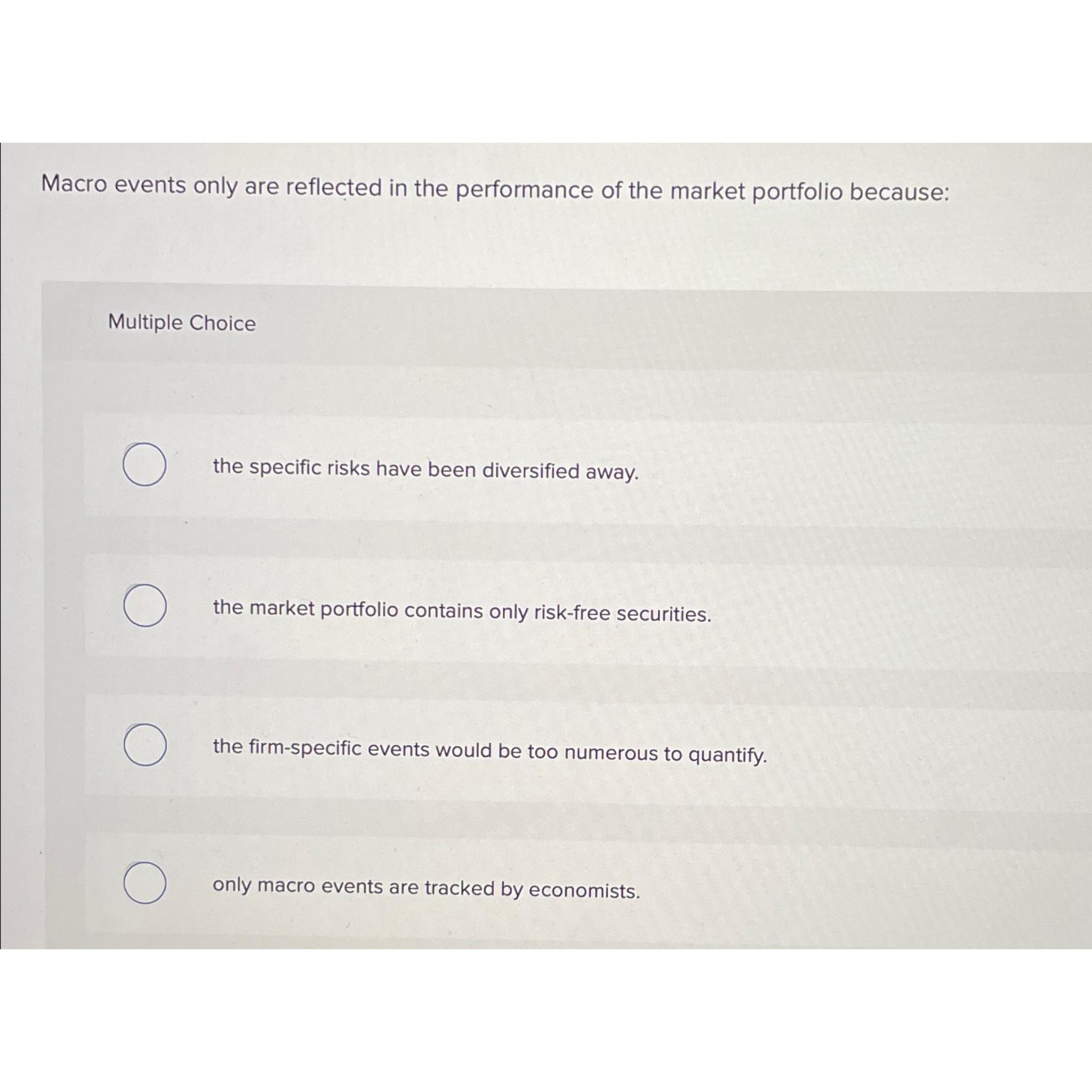 Solved Macro events only are reflected in the performance of | Chegg.com