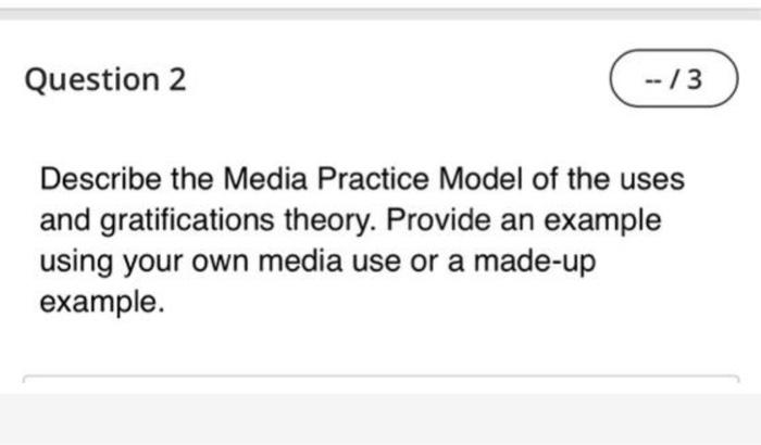 Solved Question 2 -- /3 Describe the Media Practice Model of | Chegg.com
