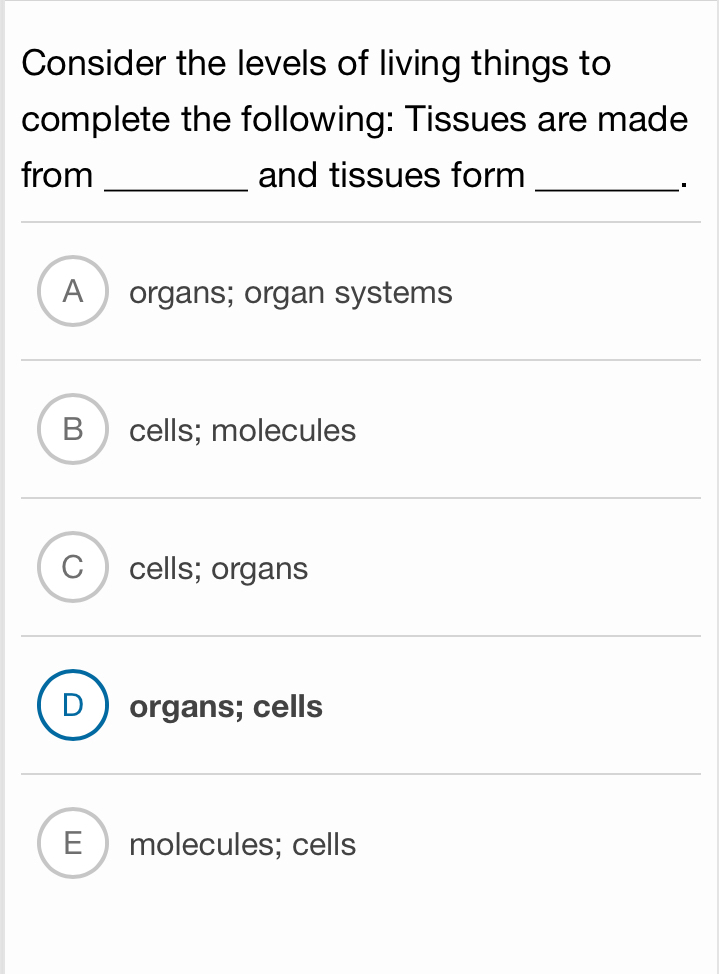 Solved Consider the levels of living things to complete the | Chegg.com