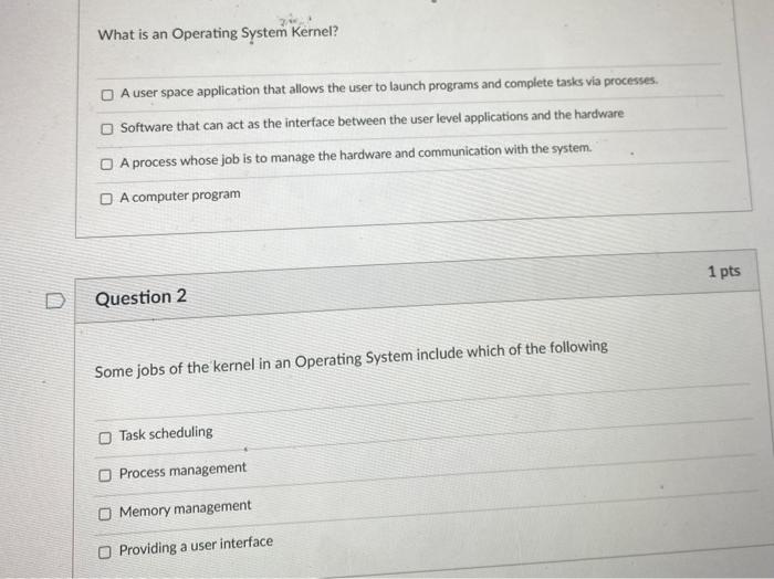 Solved What is an Operating System Kernel? A user space | Chegg.com