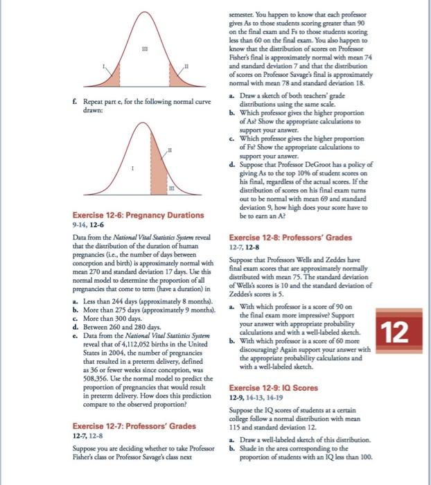 Solved Exercises Exercise 12-5: Normal Curves For each of | Chegg.com