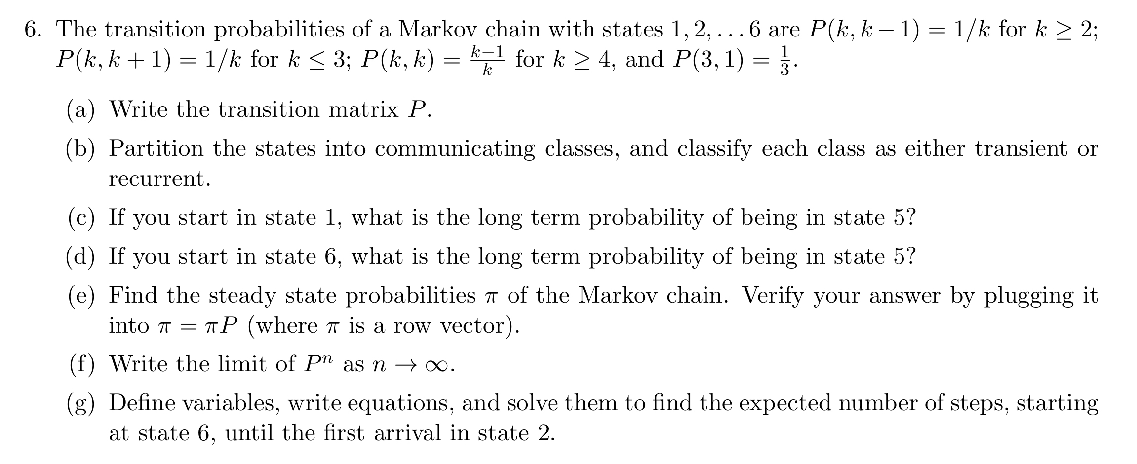 Solved The transition probabilities of a Markov chain with | Chegg.com