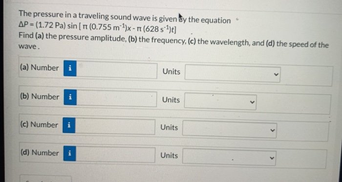 Solved The pressure in a traveling sound wave is given by | Chegg.com