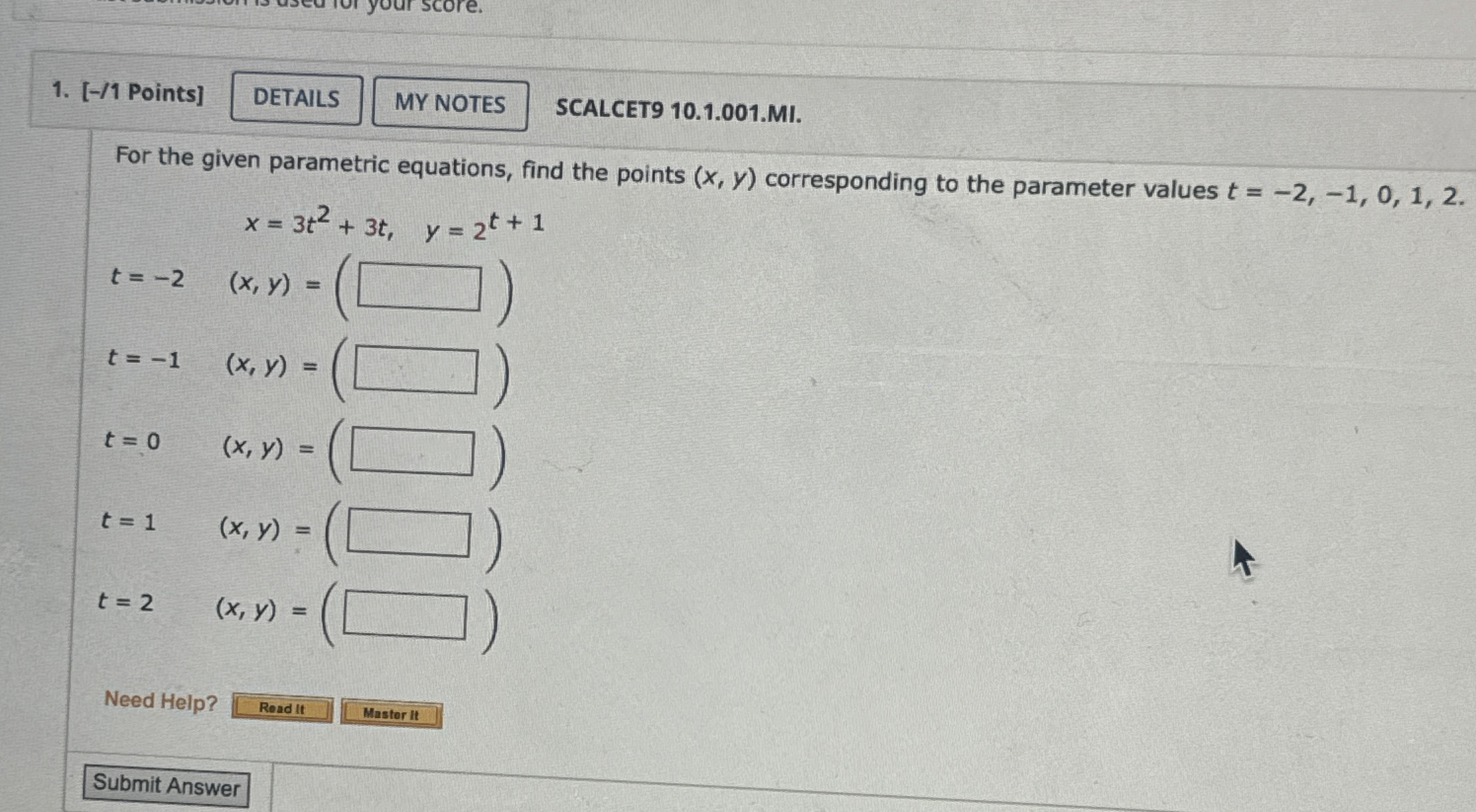 Solved [-/1 ﻿Points]SCALCET9 10.1.001.MI.For the given | Chegg.com
