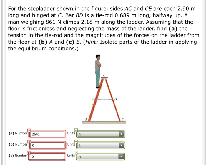 Solved For the stepladder shown in the figure, sides AC and | Chegg.com