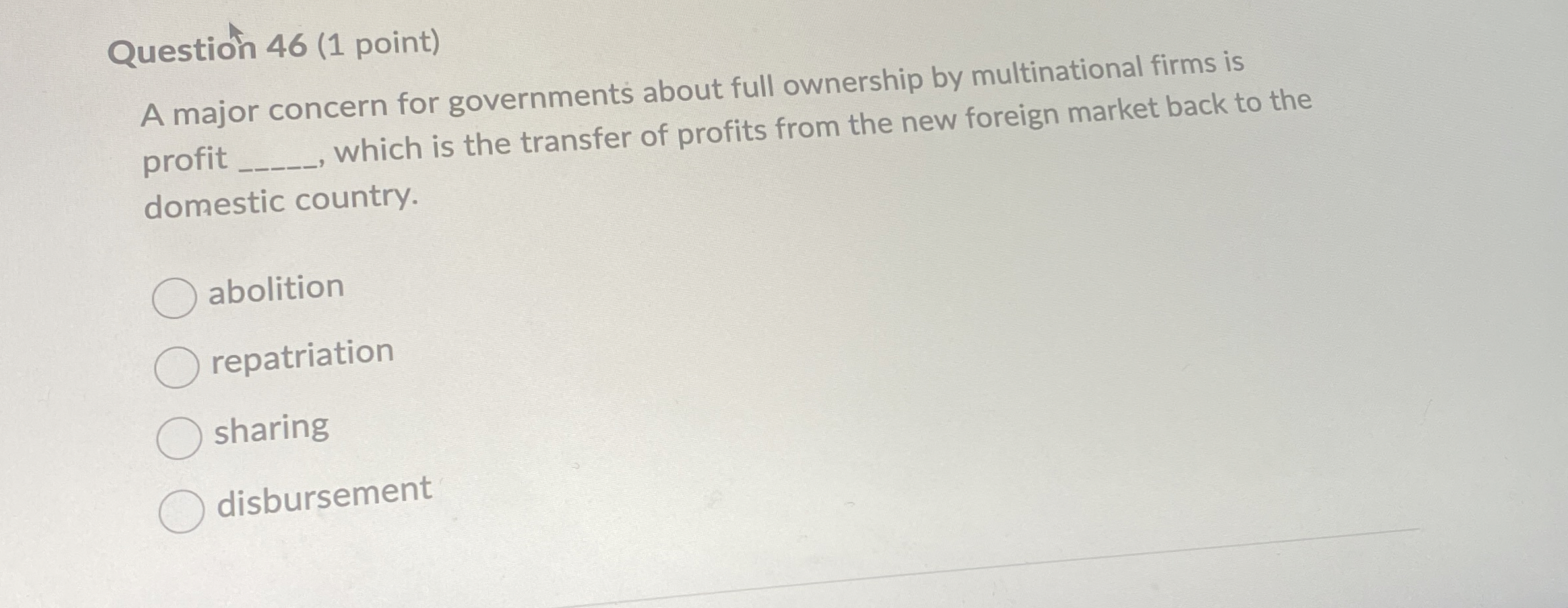 Solved Question 46 (1 ﻿point)A major concern for governments | Chegg.com