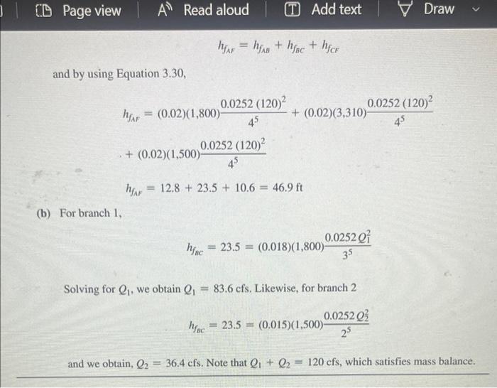 Solved 3.12.3. Redo Example 3.10 using the Hazen-Williams | Chegg.com