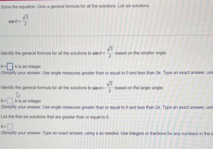 Solved Solve the equation. Give a general formula for all | Chegg.com