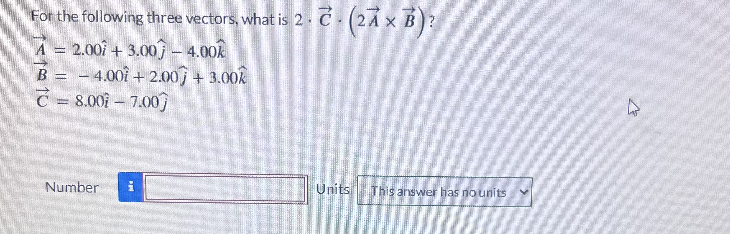 Solved For the following three vectors, what is | Chegg.com