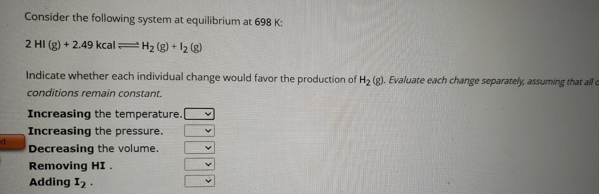 Solved Consider the following system at equilibrium at 573 | Chegg.com