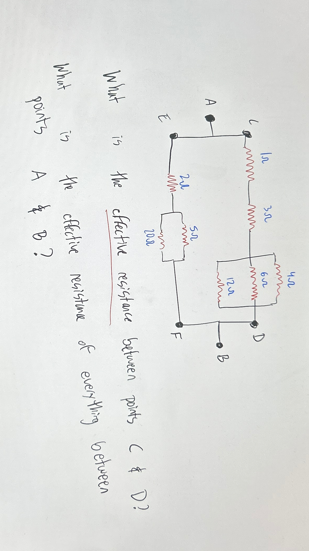 Solved What is the effective resistance between points C & | Chegg.com
