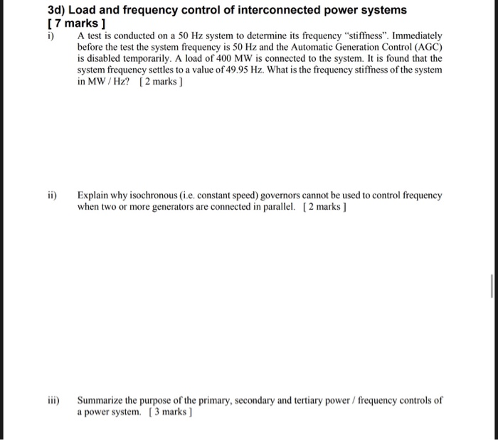 3a) Steady-state governor droop characteristic (4 | Chegg.com