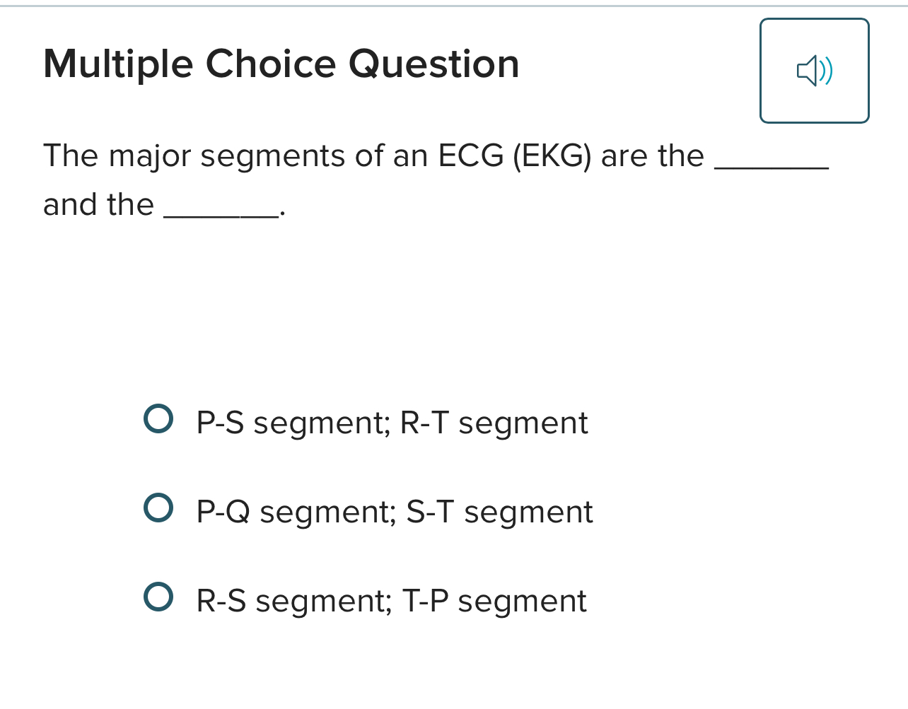 Solved Multiple Choice QuestionThe major segments of an ECG | Chegg.com