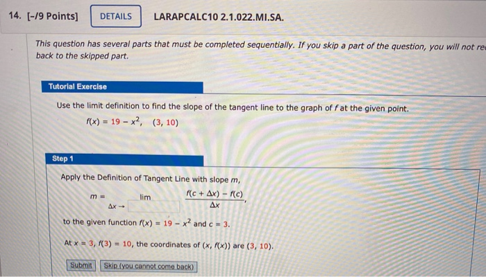 Solved 14. [-19 Points] DETAILS LARAPCALC10 2.1.022.MI.SA. | Chegg.com