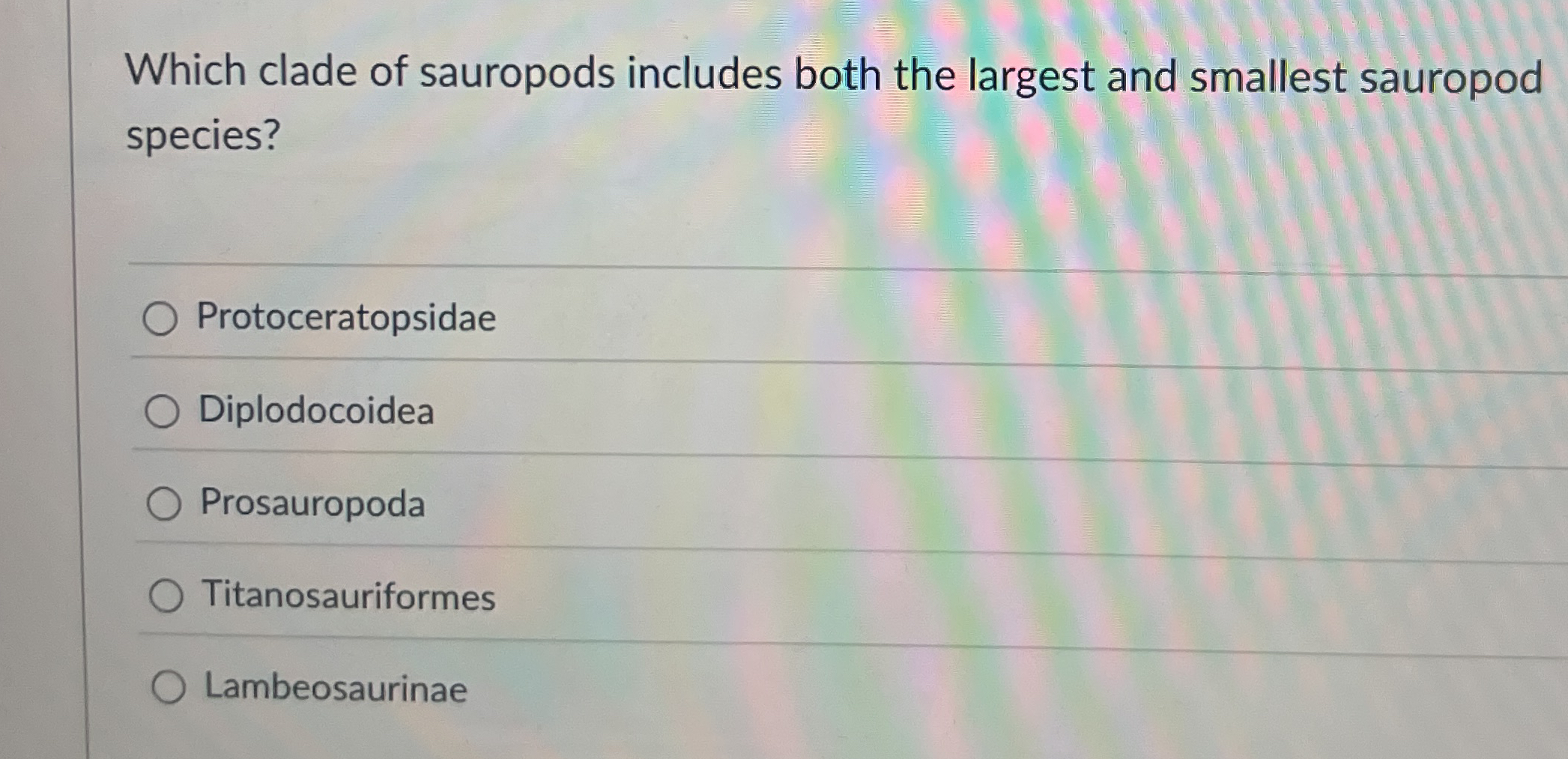 Solved Which clade of sauropods includes both the largest | Chegg.com