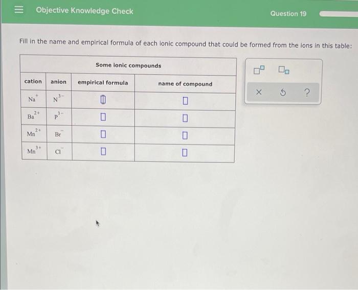 Solved = Objective Knowledge Check Question 19 Fill in the | Chegg.com