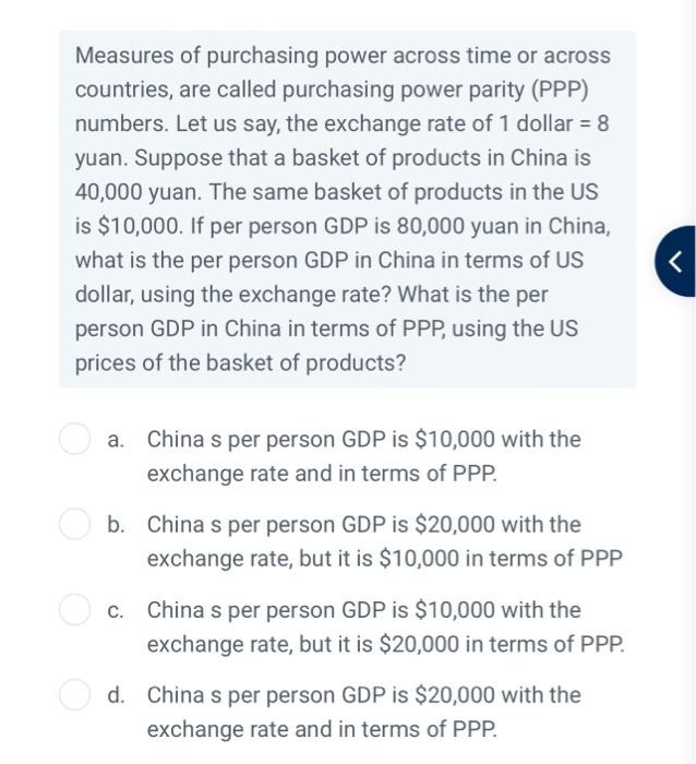 Solved Measures of purchasing power across time or across | Chegg.com