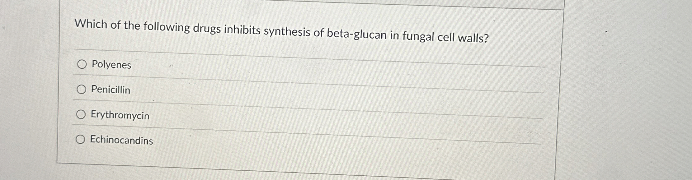 Solved Which of the following drugs inhibits synthesis of | Chegg.com