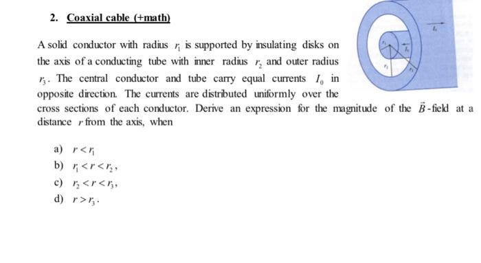 Solved 2. Coaxial cable ( + math ) A solid conductor with | Chegg.com