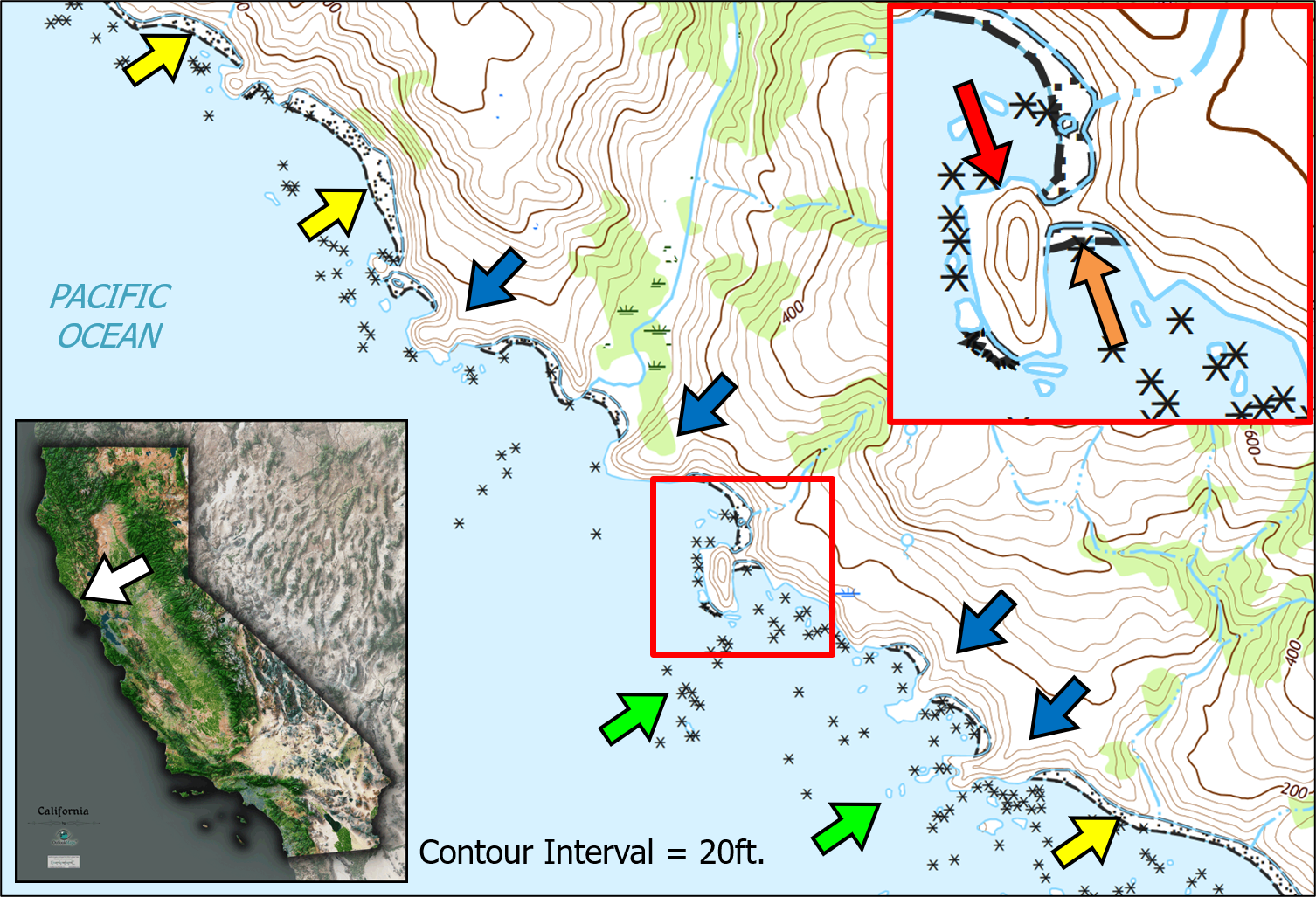 Solved Examine the map of coastal northern California above. | Chegg.com