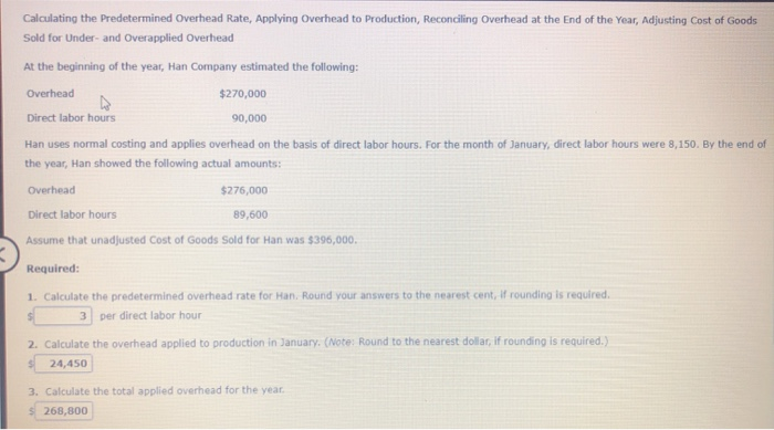 Solved Calculating the predetermined Overhead Rate, Applying | Chegg.com